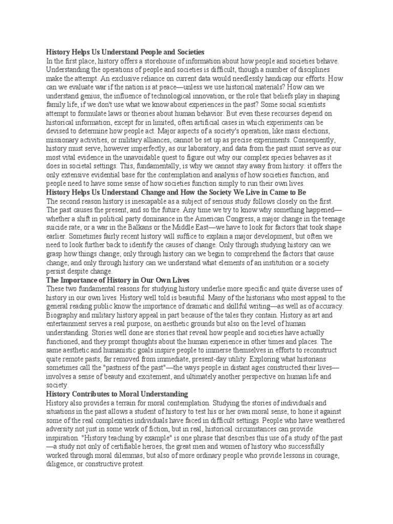 Understanding Society Through History | PDF | Experience | Identity ...