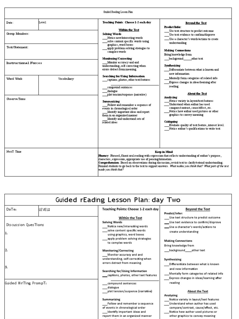 Guided Reading Lesson Plan | PDF | Cognition | Applied Linguistics
