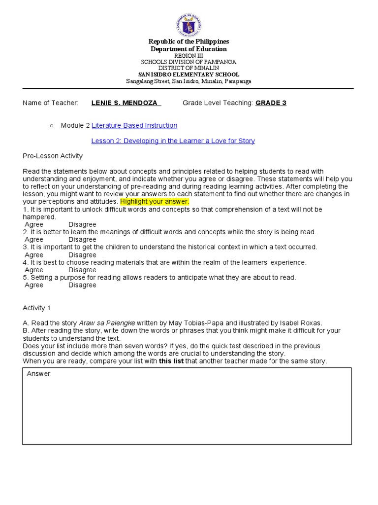 Module 2 Lesson 2 - MENDOZA, LENIE S | PDF | Human Communication | Cognition