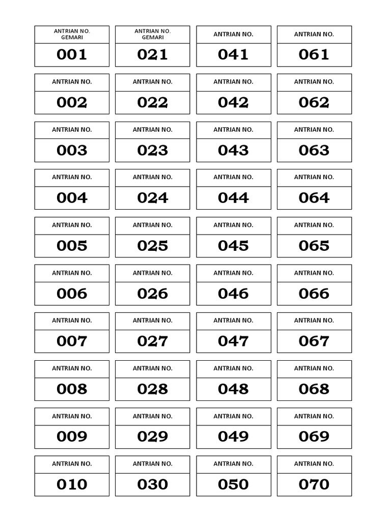 Antrian Nomor | PDF