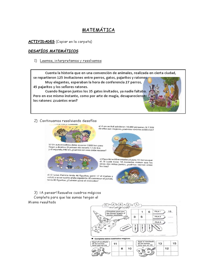 actividad MATEMATICA | PDF