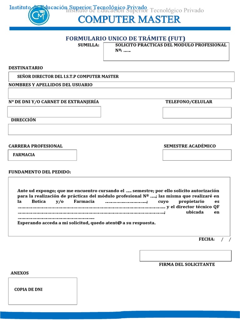 Modelo de Solicitud de Practicas | PDF