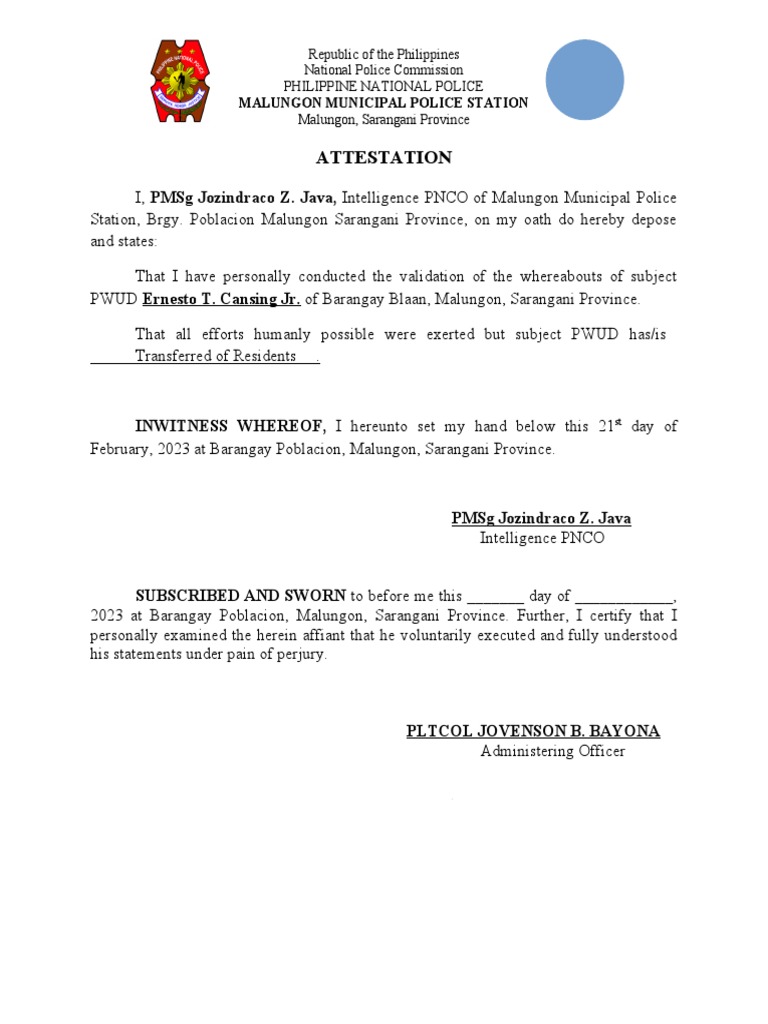 Attestation | PDF | Affidavit | Judiciaries