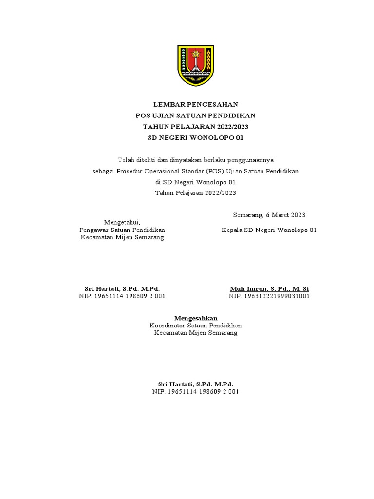 Pos - Usp 2023 SDN Wonolopo 01 | PDF