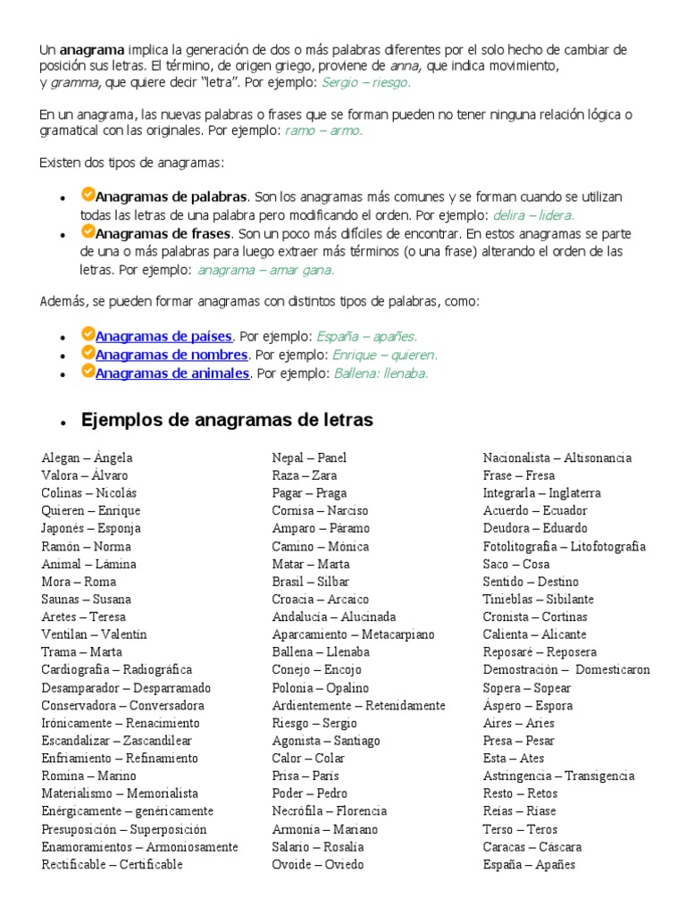 Anagramas Español | PDF