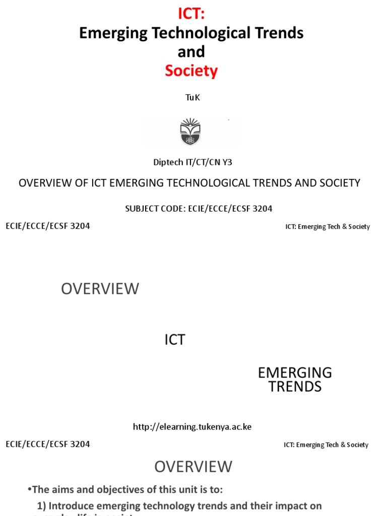 Lecture 1 - ICT Emerging Tech Trends and Society PDF | PDF | Usability ...