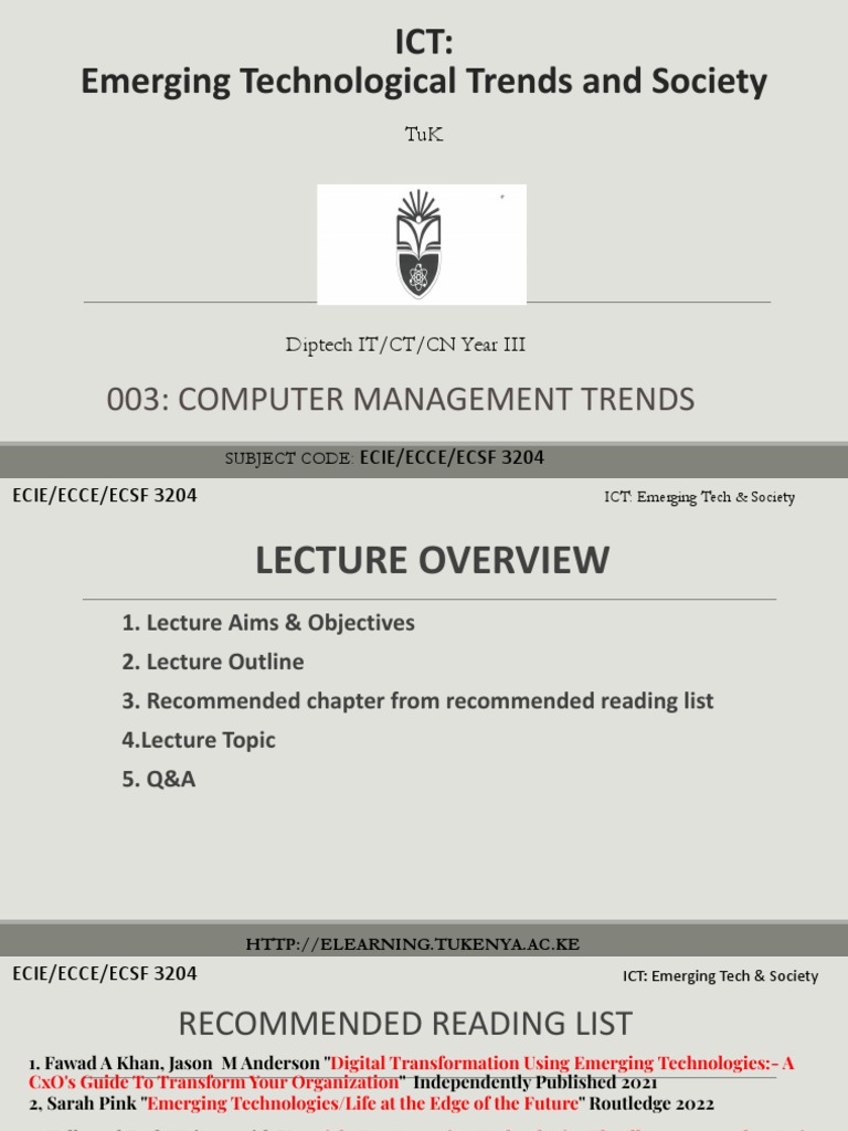 Lecture 3 - ICT Emerging Tech. Trends and Society PDF | PDF | Information Technology | Computer ...