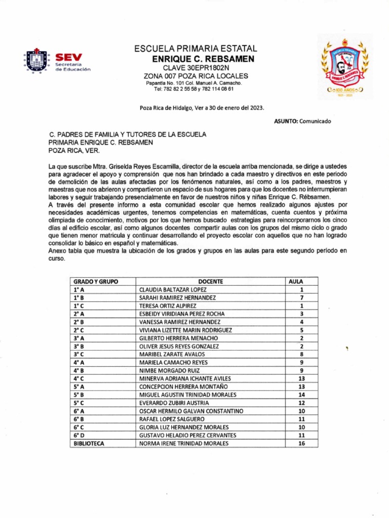 Comunicado Padres y Tutores PDF | PDF