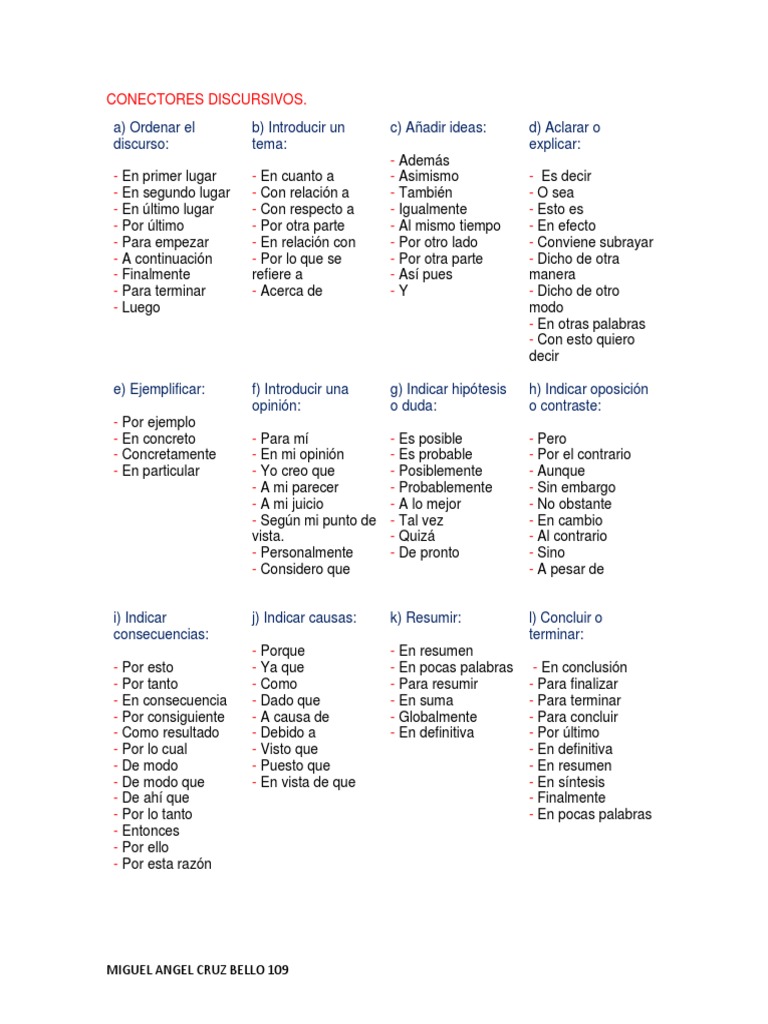 Conectores Discursivos | PDF | Razón
