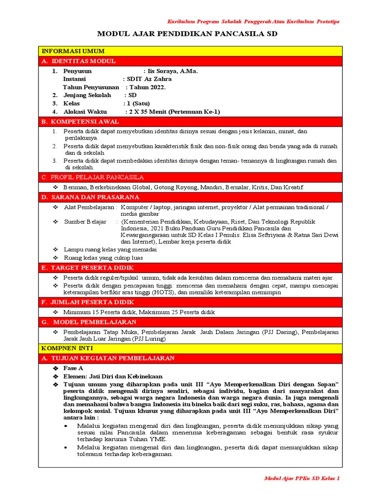 2022 Modul Ajar PPKN BAB 3 | PDF