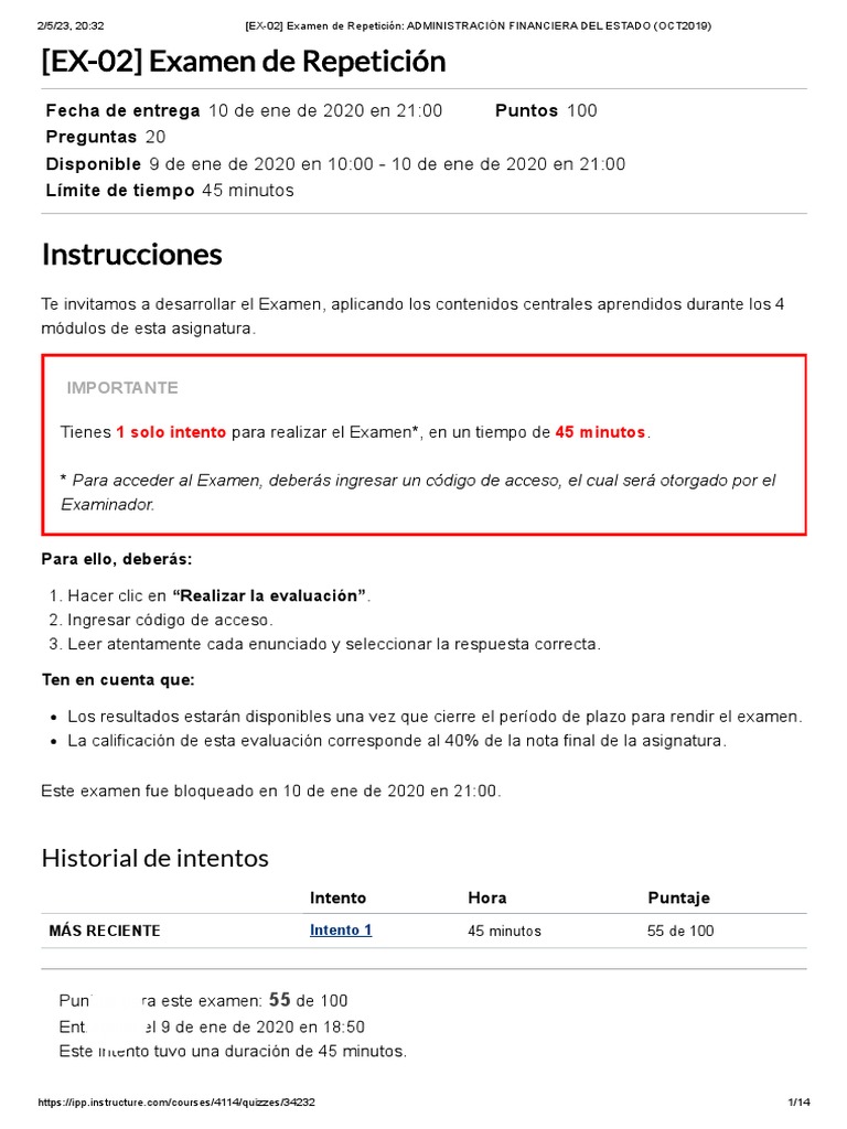 (Ex-02) Examen de Repetición - Administración Financiera Del Estado (Oct2019) | PDF ...
