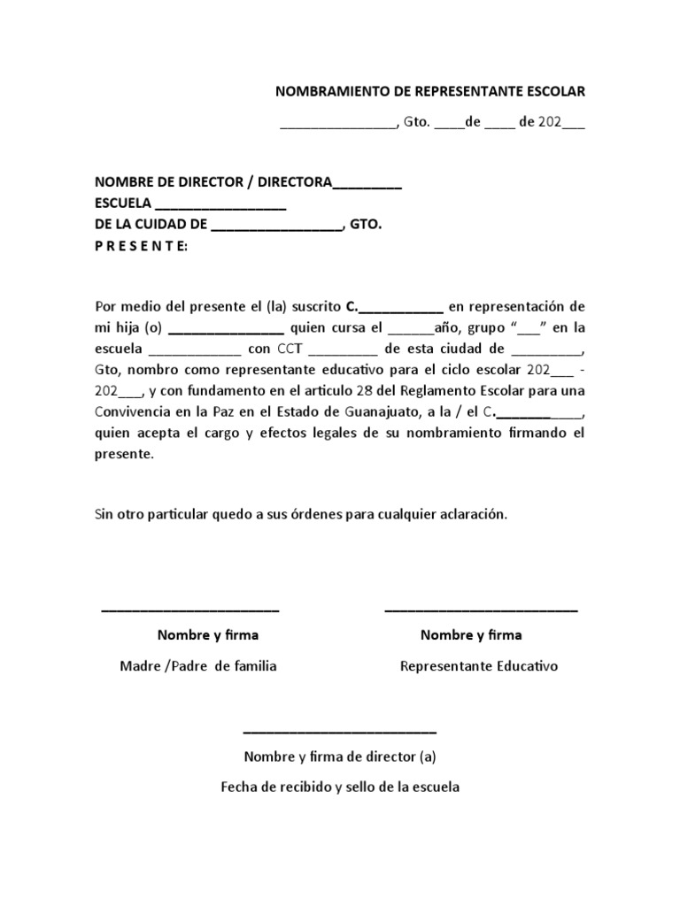 Nombramiento de Representante Escolar | PDF