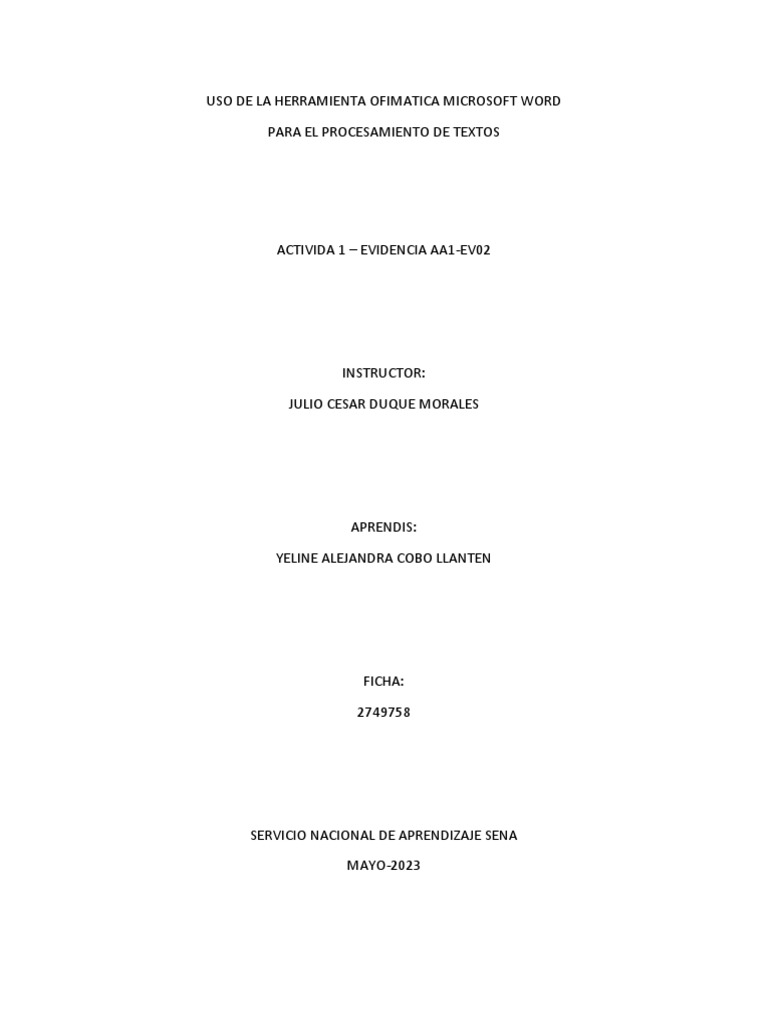 Uso de La Herramienta Ofimatica Microsoft Word | PDF Uso de La Herramienta Ofimatica Microsoft Word | PDF