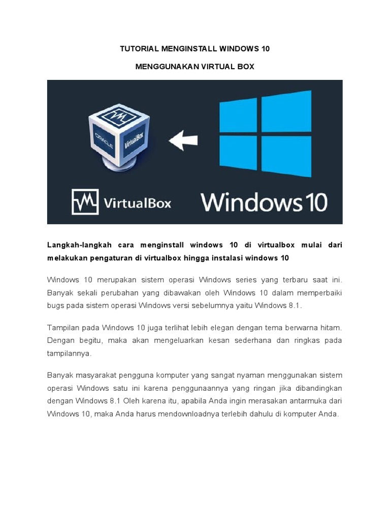 Tutorial Menginstall Windows 10 | PDF | Game & Aktivitas | Komputer
