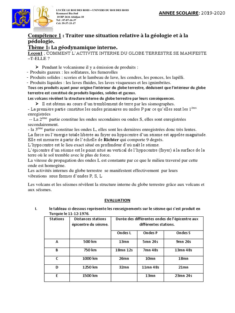 Competence1 Lecon1 MANIFESTATION DU GLOBE TERRESTRE-1 PDF | PDF