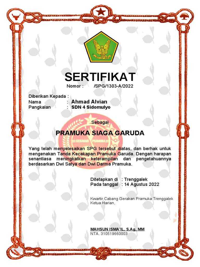 2022 2A - Sertifikat Siaga Garuda OK | PDF