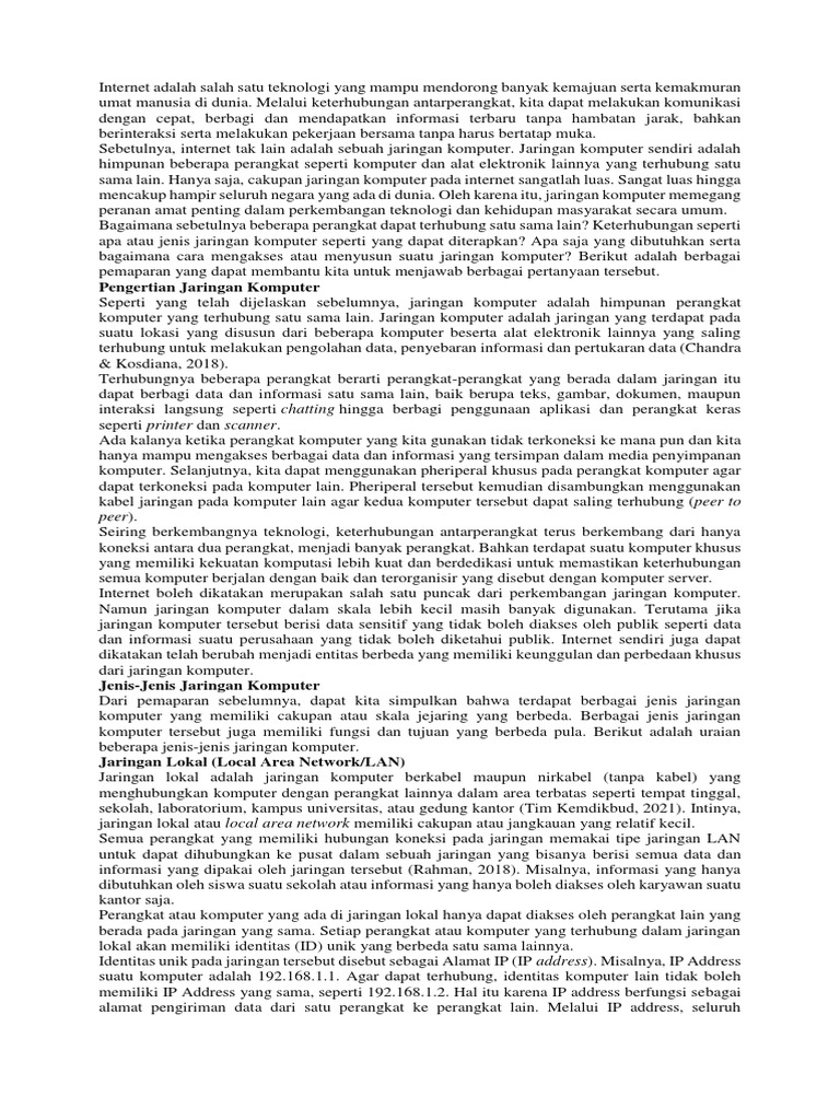 Internet Dan Jaringan | PDF
