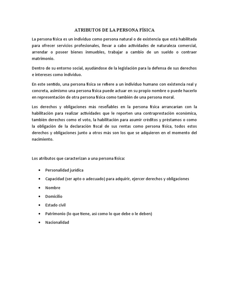 Atributos de La Persona Física | PDF Atributos de La Persona Física | PDF
