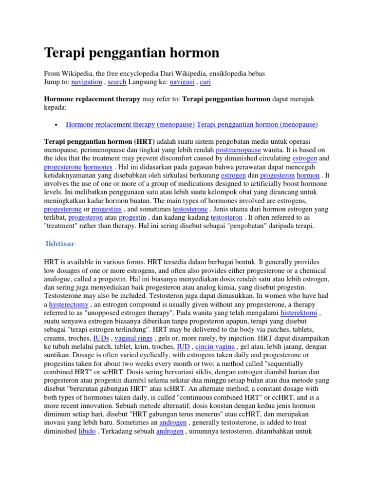 Terapi Penggantian Hormon | PDF | Pengembangan Diri | Kesehatan Holistik