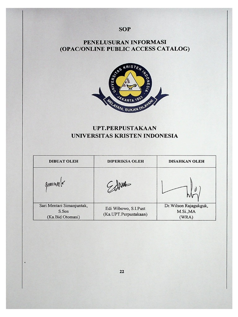 SOP Penelusuran Informasi (OPAC) | PDF