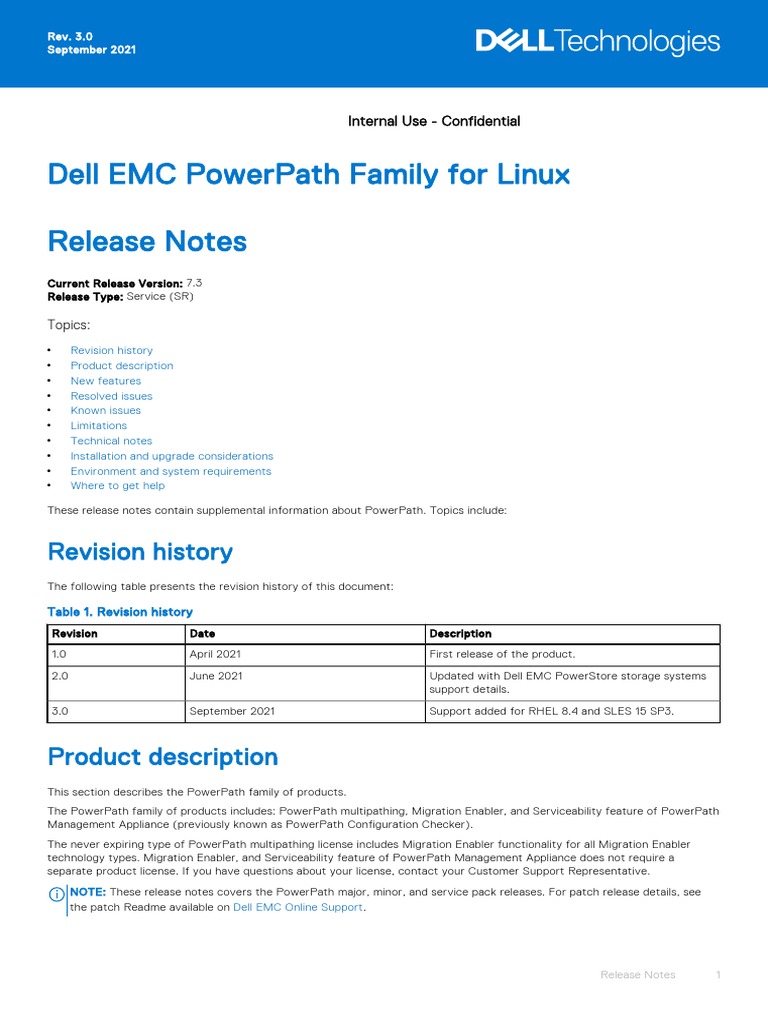 PowerPath Family For Linux 7.3 and Minor Releases Release Notes 02 ...