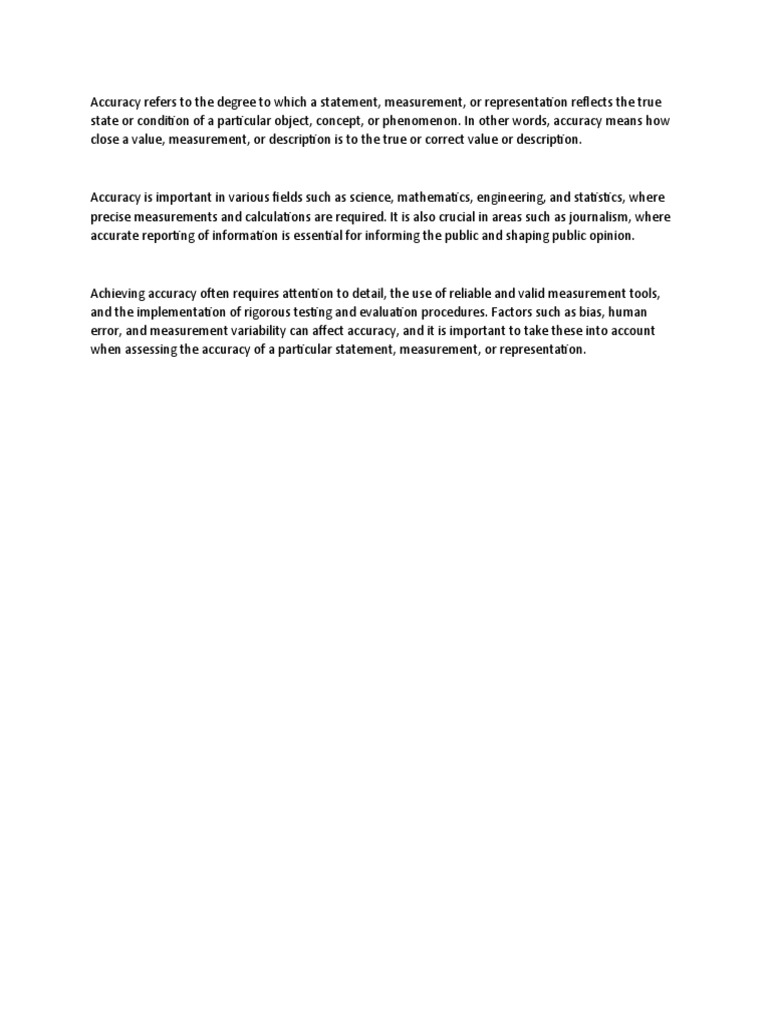Accuracy Refers To The Degree To Which A Statement | PDF