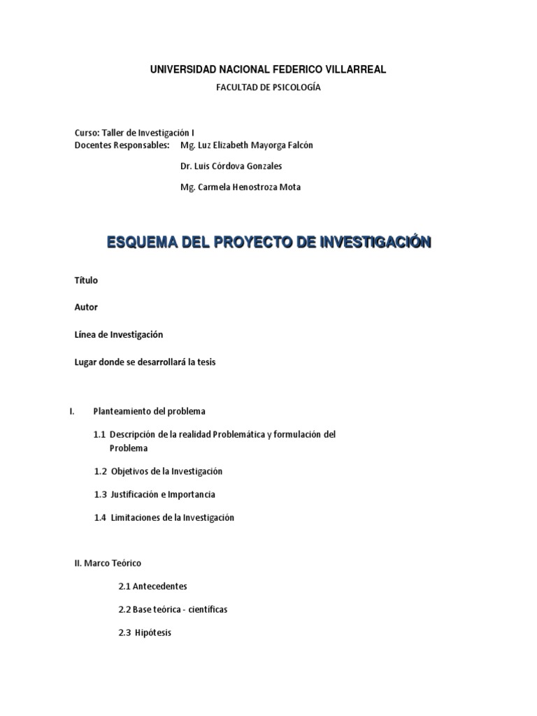 Esquema Proyecto de Inv | PDF