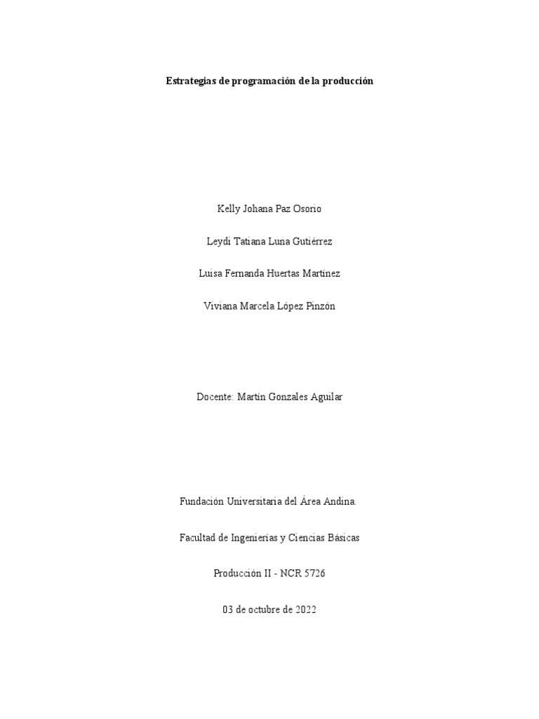 Estrategias de Programación de La Producción EJE 4 | PDF | Planificación | Programación de ...