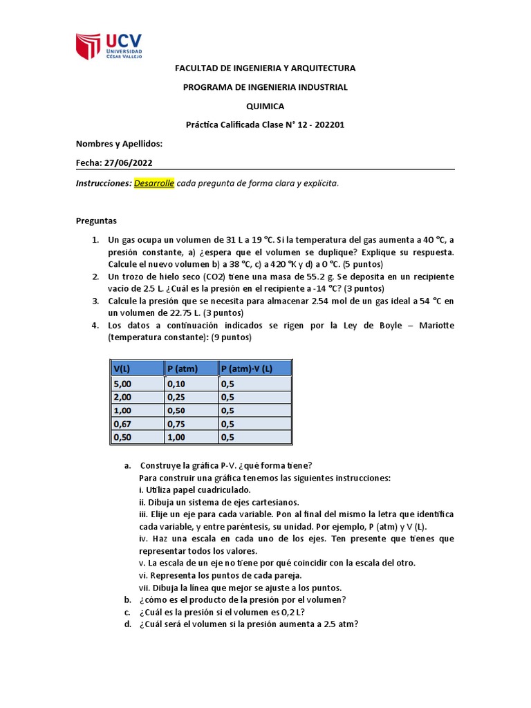 Practica Calificada Semana 13 Quimica Js Pdf