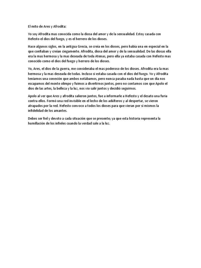 El Mito de Ares y Afrodita | PDF
