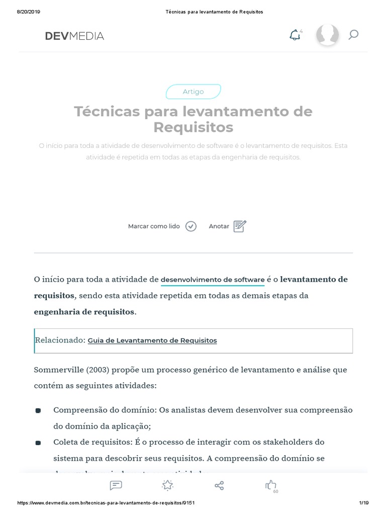Técnicas e métodos para realizar o levantamento de requisitos no desenvolvimento de software ...