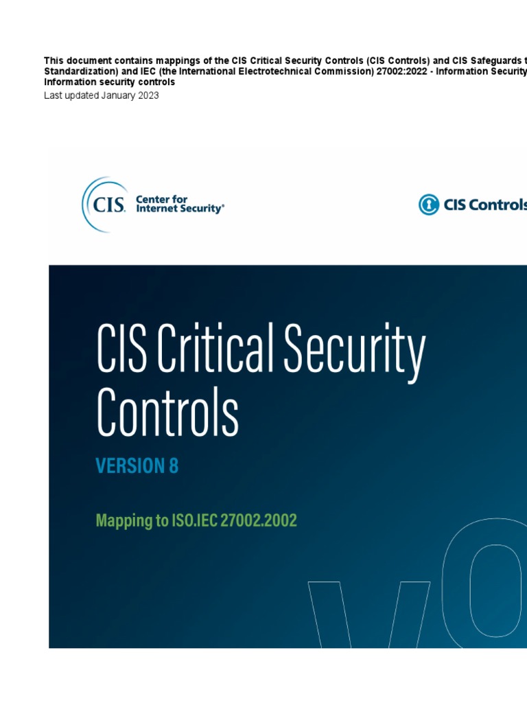 Cis Controls V8 Mapping To Iso Iec 27002 2022 2 2023 Xlsx Pdf