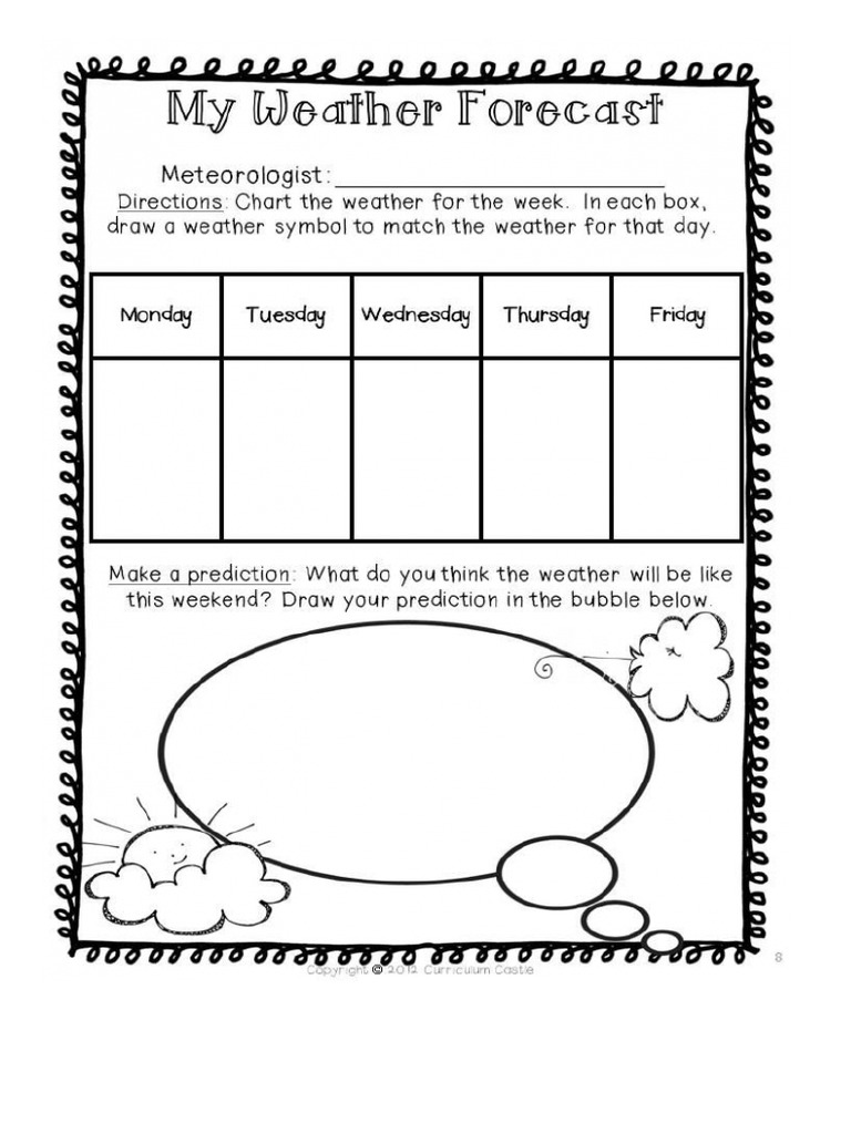 Weather-Unit - Oredict The Weather Worksheet | PDF