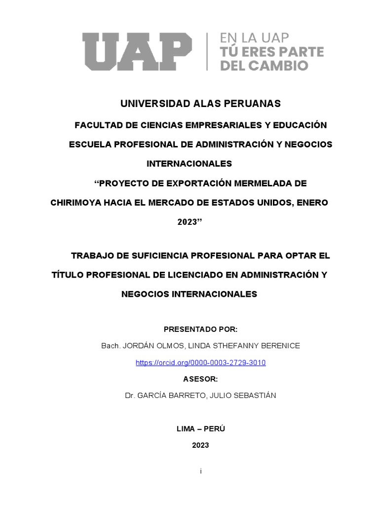 Exportación de Mermelada de Chirimoya | PDF | Obtención | aduana
