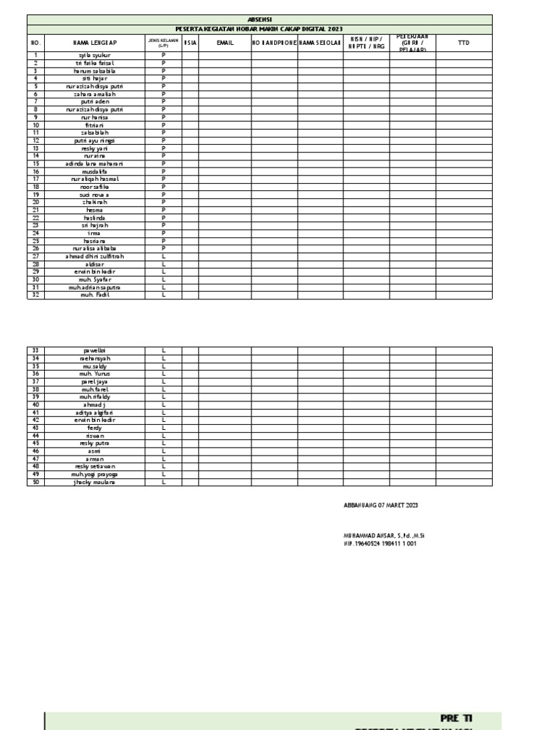 Template Absensi Nobar | PDF