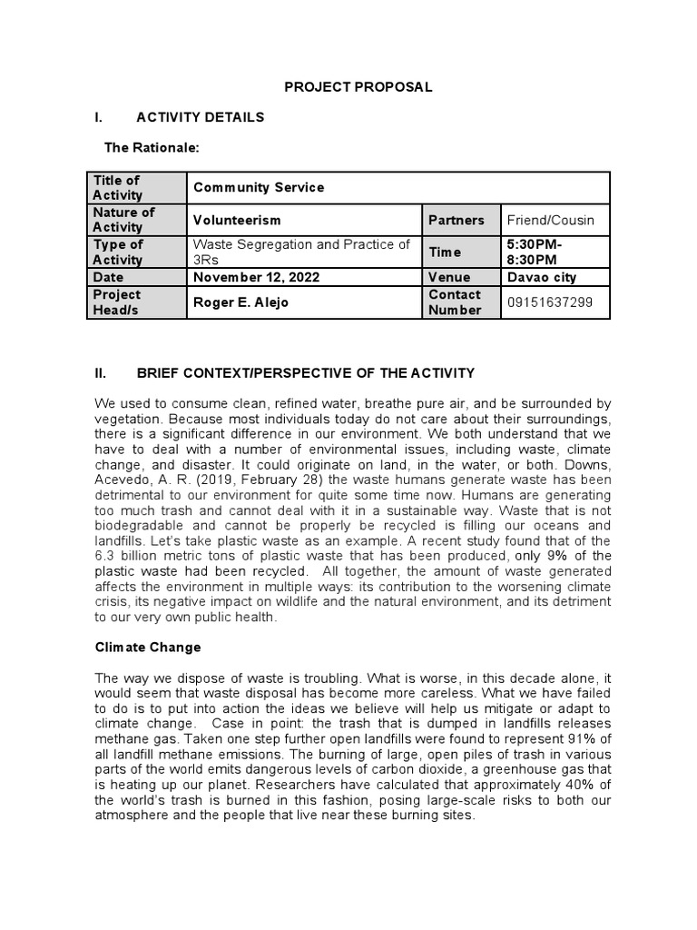Alejo NSTP2 (3928) Edited New Project Propos | PDF | Waste | Greenhouse Gas