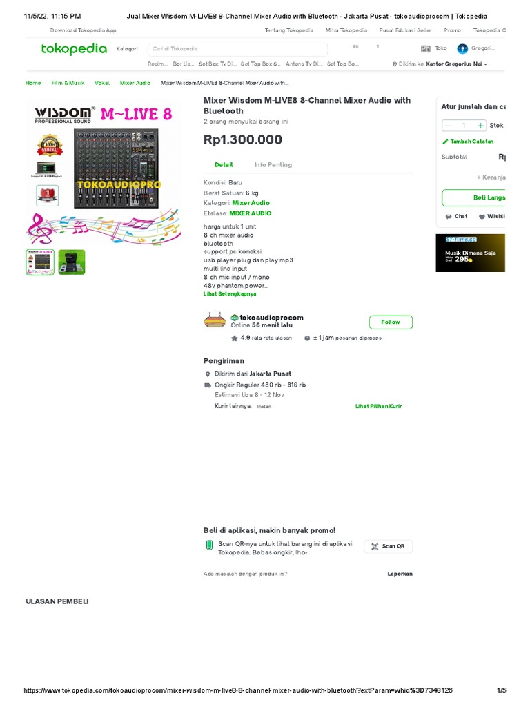 Jual Mixer Wisdom M-LIVE8 8-Channel Mixer Audio With Bluetooth ...