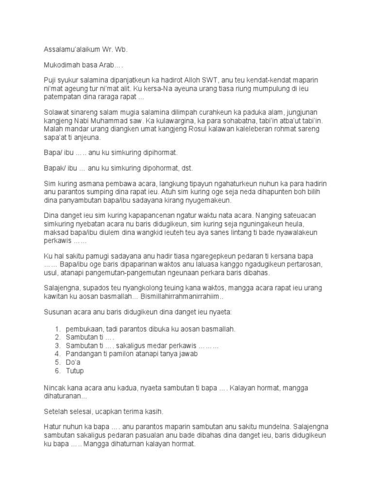 Susunan Acara Bahasa Sunda | PDF