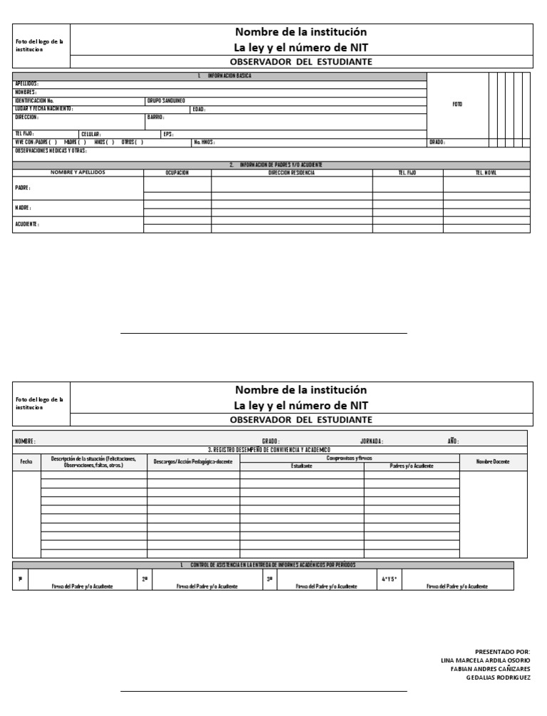 Formato de Observador del Estudiante | PDF