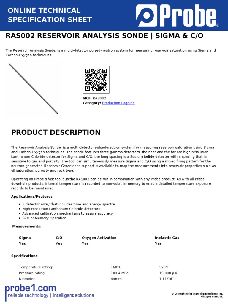 Ras002 Reservoir Analysis Sonde Sigma Co PDF | PDF | Petroleum ...