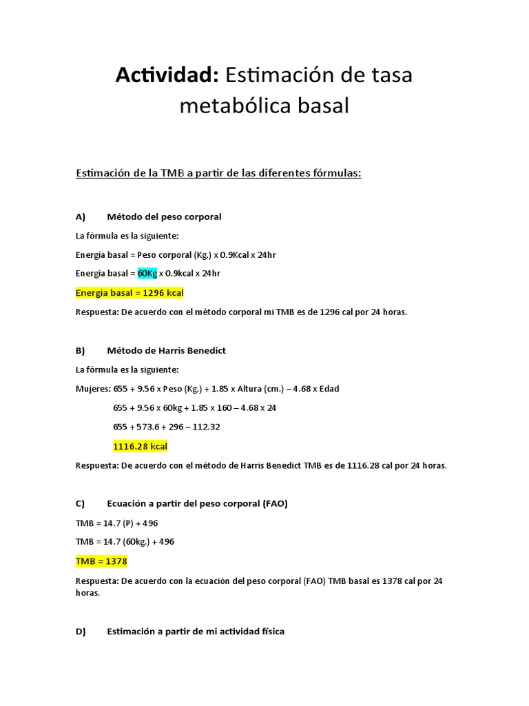 Estimación de TMB | PDF