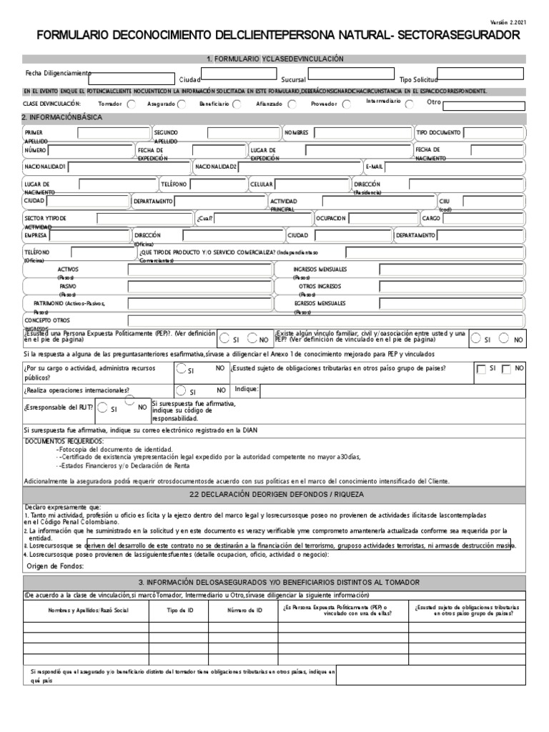 Sarlaft Persona Natural | PDF | Seguro | Reaseguro Sarlaft Persona Natural | PDF | Seguro | Reaseguro
