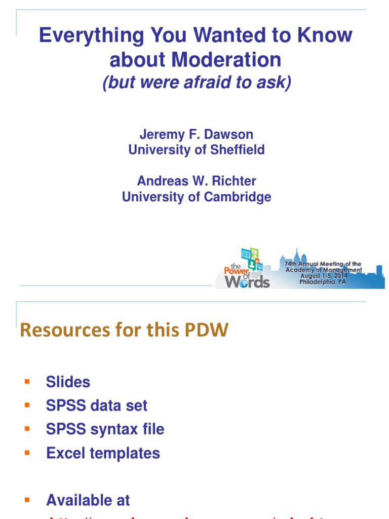 Moderation Analysis for Researchers | PDF | Regression Analysis ...