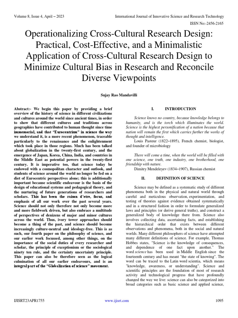 Operationalizing Cross-Cultural Research Design Practical, Cost-Effective, And a Minimalistic ...
