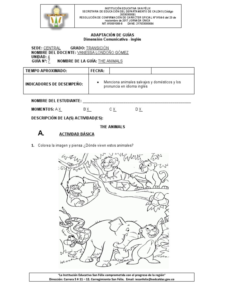 Guía de Animales en Inglés para Transición | PDF | Animales y humanos ...