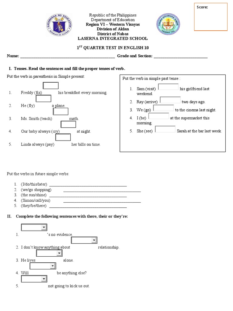 Grade 10 English Test | PDF