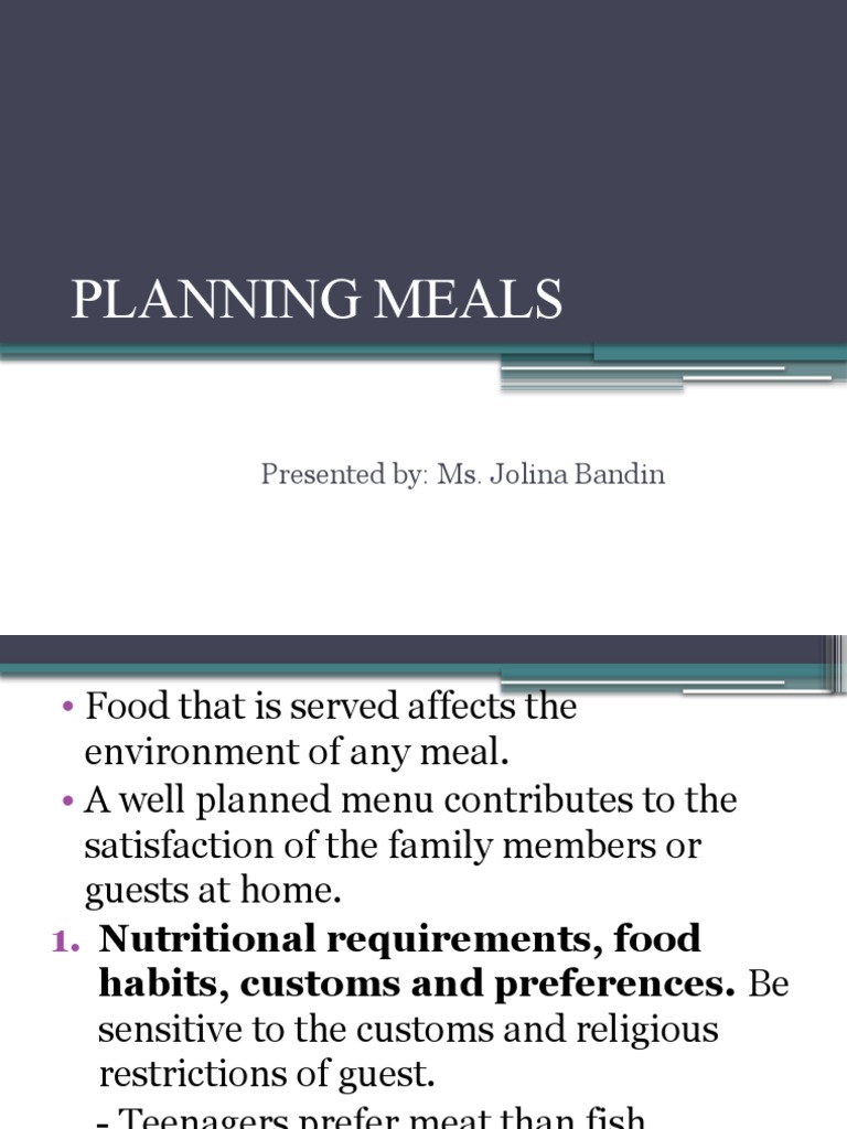 Planning Meals | PDF
