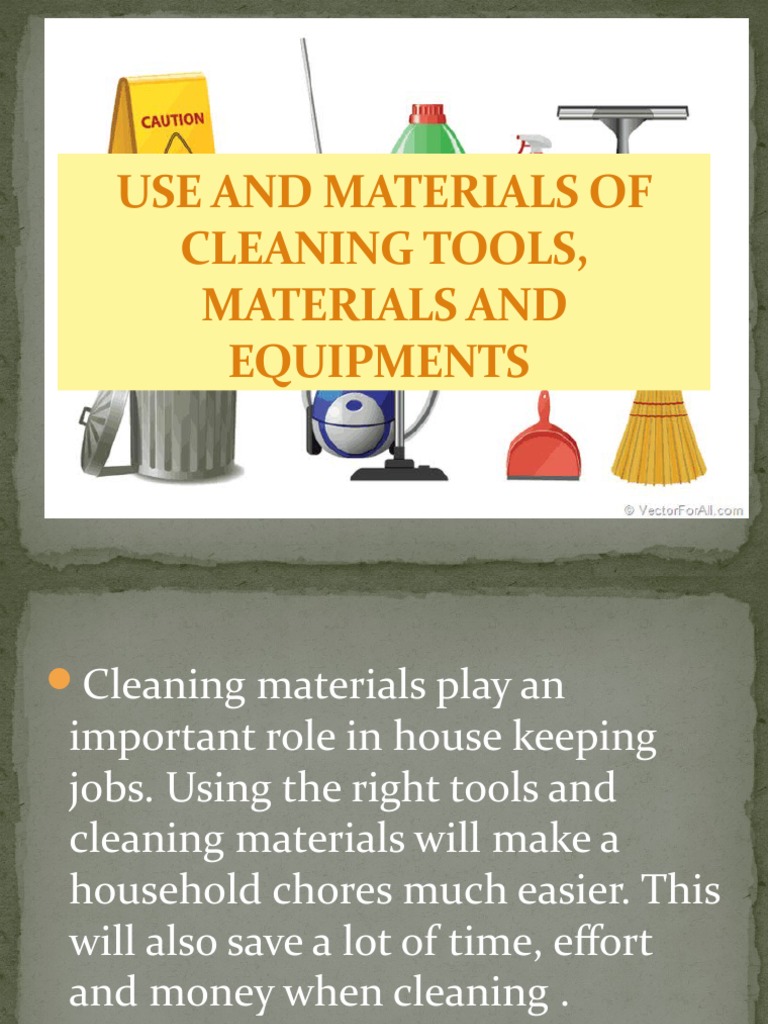 Cleaning Tools and Materials | PDF | Vacuum Cleaner | Housekeeping