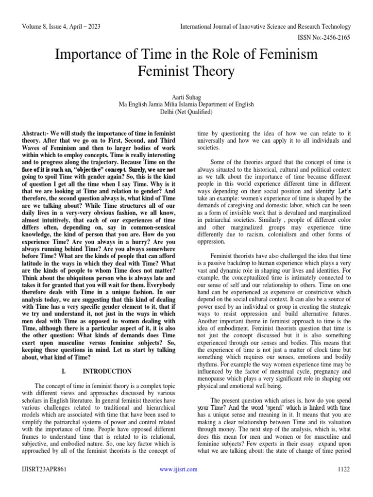 Importance of Time in The Role of Feminism Feminist Theory | PDF | Gender Studies | Feminism