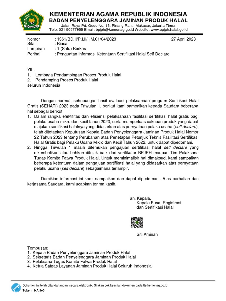 23-4-27 Surat Pemberitahuan Kepada LP3H Dan P3H | PDF